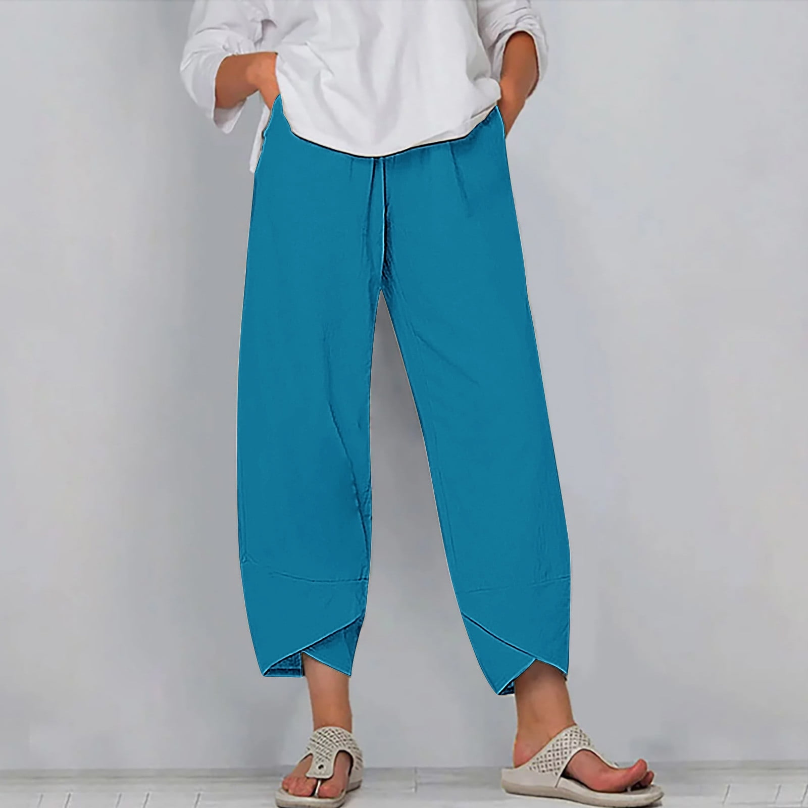 Click here for Tidyack Loose Wide Legged Capris  Solid Color Fash... prices