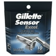 Gillette Sensor Excel Men's Replaceable Razor Blade Refills, 10 Count ...