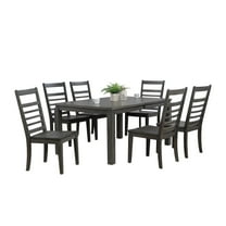 Sunset Trading Shades of Gray 7-Piece 82" Extendable Wood Dining Set in ...