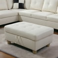 "JESTOP 34"" Wide Faux Leather Tufted Flip-Top Storage Ottoman Bench ...