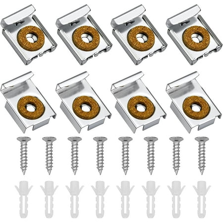 PERTTYUNG Mirror Fixings,2 Set Spring Loaded Mirror Hanger Clips ...