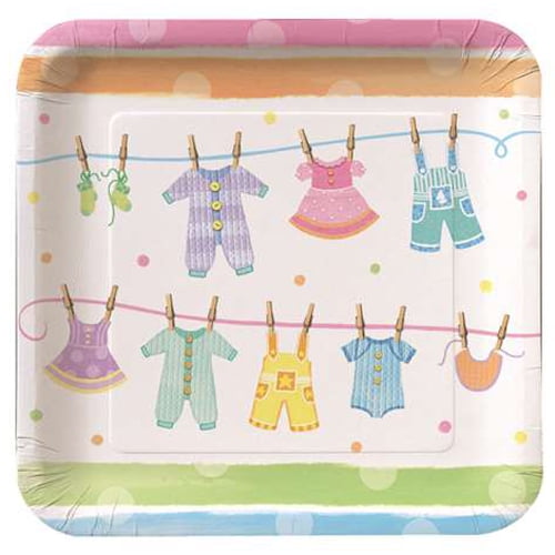 Baby Shower 'Baby Clothesline' Extra Large Paper Plates (8ct) - Walmart.com