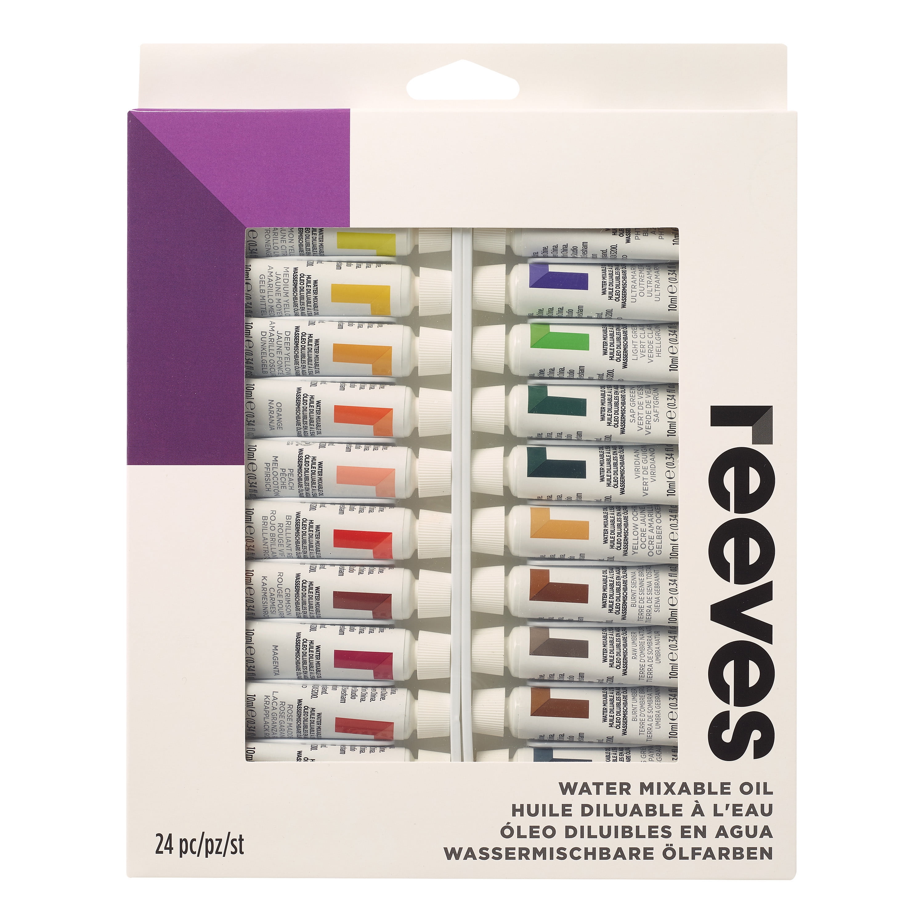 Reeves Water Mixable Oil Colour Set, 24-Colors, 12ml Tubes - Walmart.com