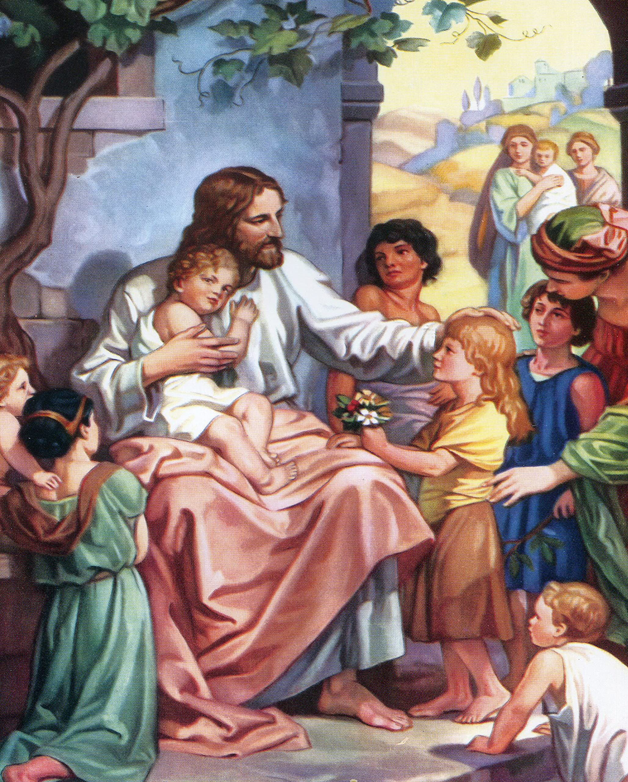 Catholic print picture - Jesus Blesses Children T - 8" x 10" ready to ...