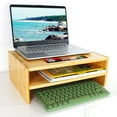 WKWKER 2-Tier Bamboo Desk Shelf, Monitor & Laptop Stand with Storage ...