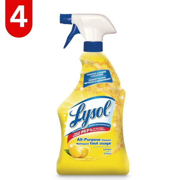 Lysol Disinfectant All-Purpose Cleaner Spray, Lemon, 650-mL (4 Pack ...