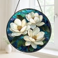 Botanical Floral Stained Glass Effect Wall Art – Round Decorative ...