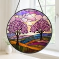 Purple Tree Landscape Stained Glass Style Suncatcher – Window Hanging ...