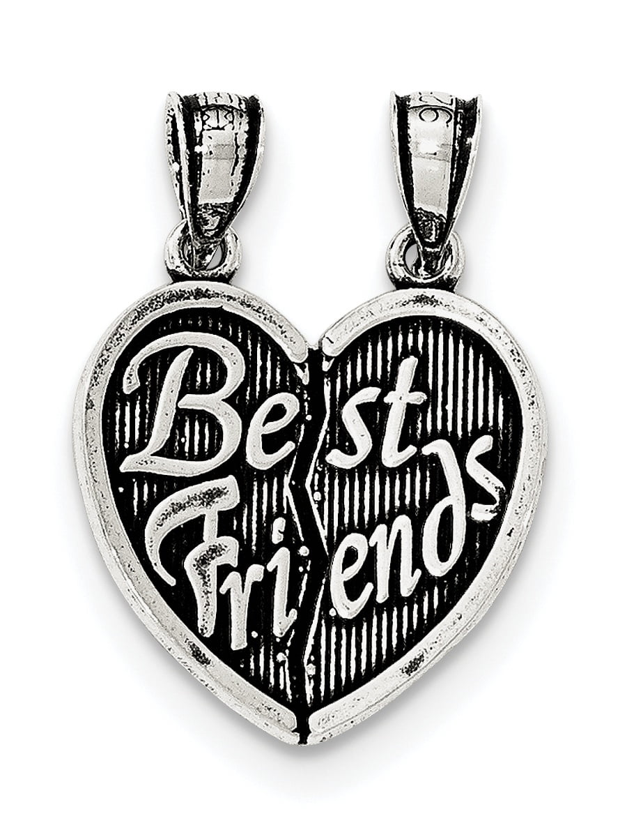 Sterling Silver Antiqued Best Friends Break Apart Heart Pendant Made In ...