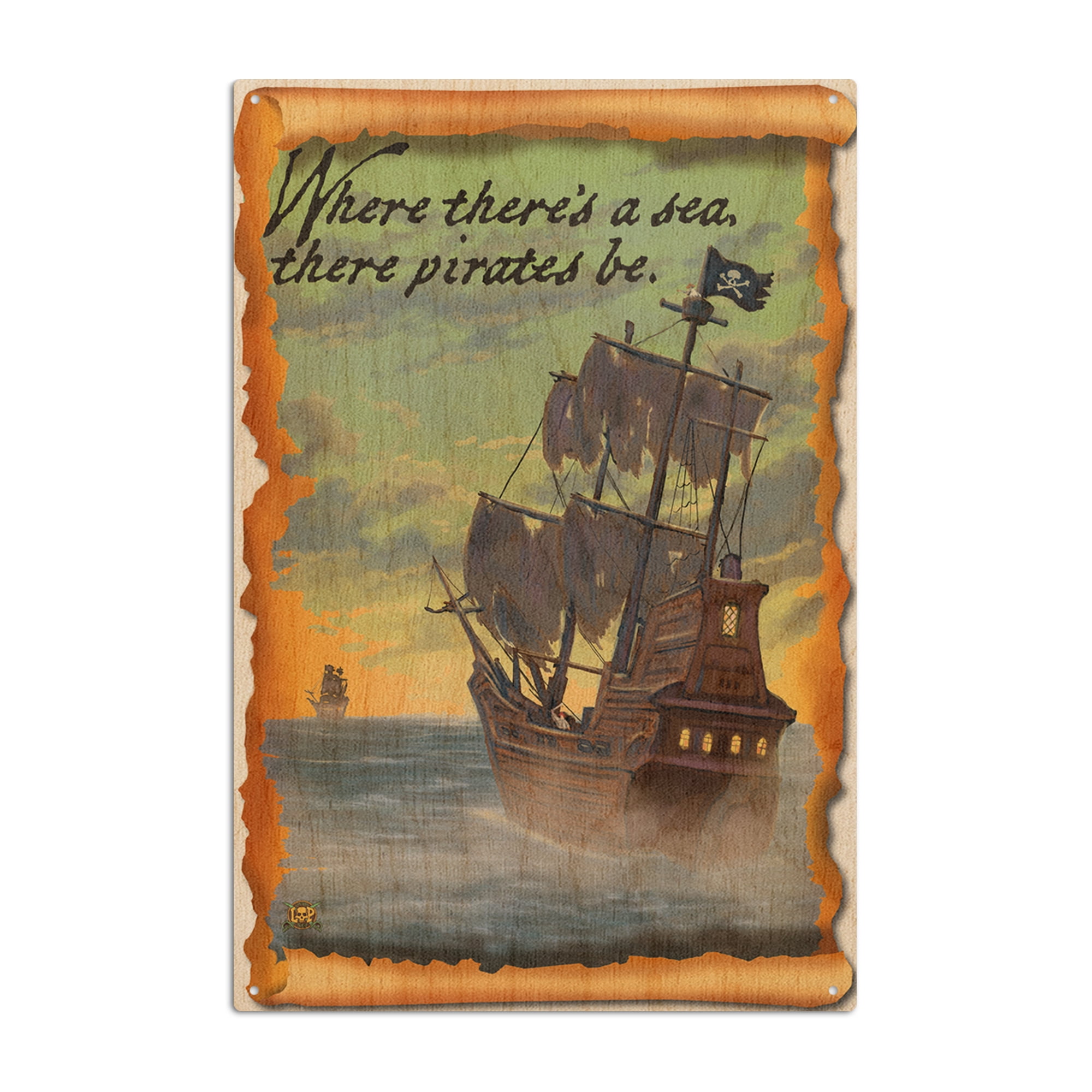 Pirate Ship Birch Wood Wall Sign (6x9 Rustic Home Decor, Ready to Hang ...