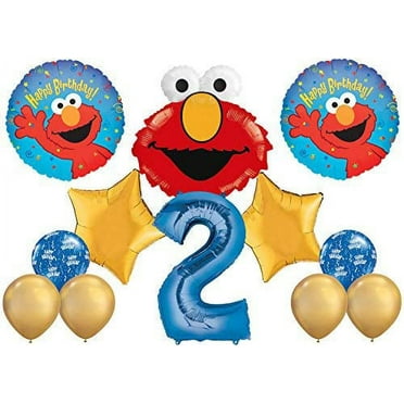 Sesame Street Elmo Theme 2nd birthday Party Foil balloons and Latex ...