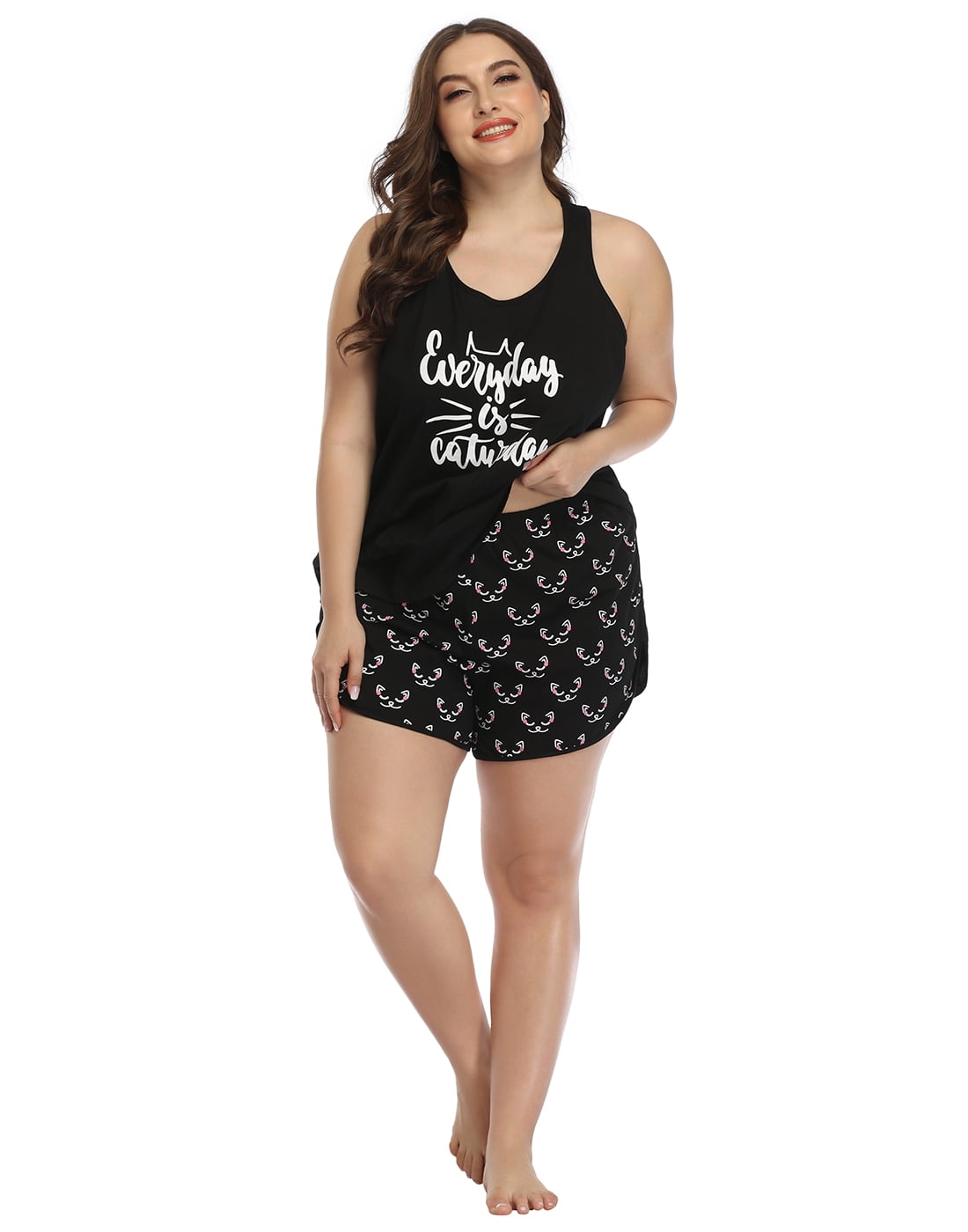 Hde Hde Womens Plus Size Pajama Set Tank Top And Shorts Sleepwear Pj