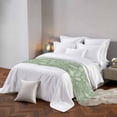 Abstract Leaves Bed Runner Scarf, Sage Green Background Plant Hand ...