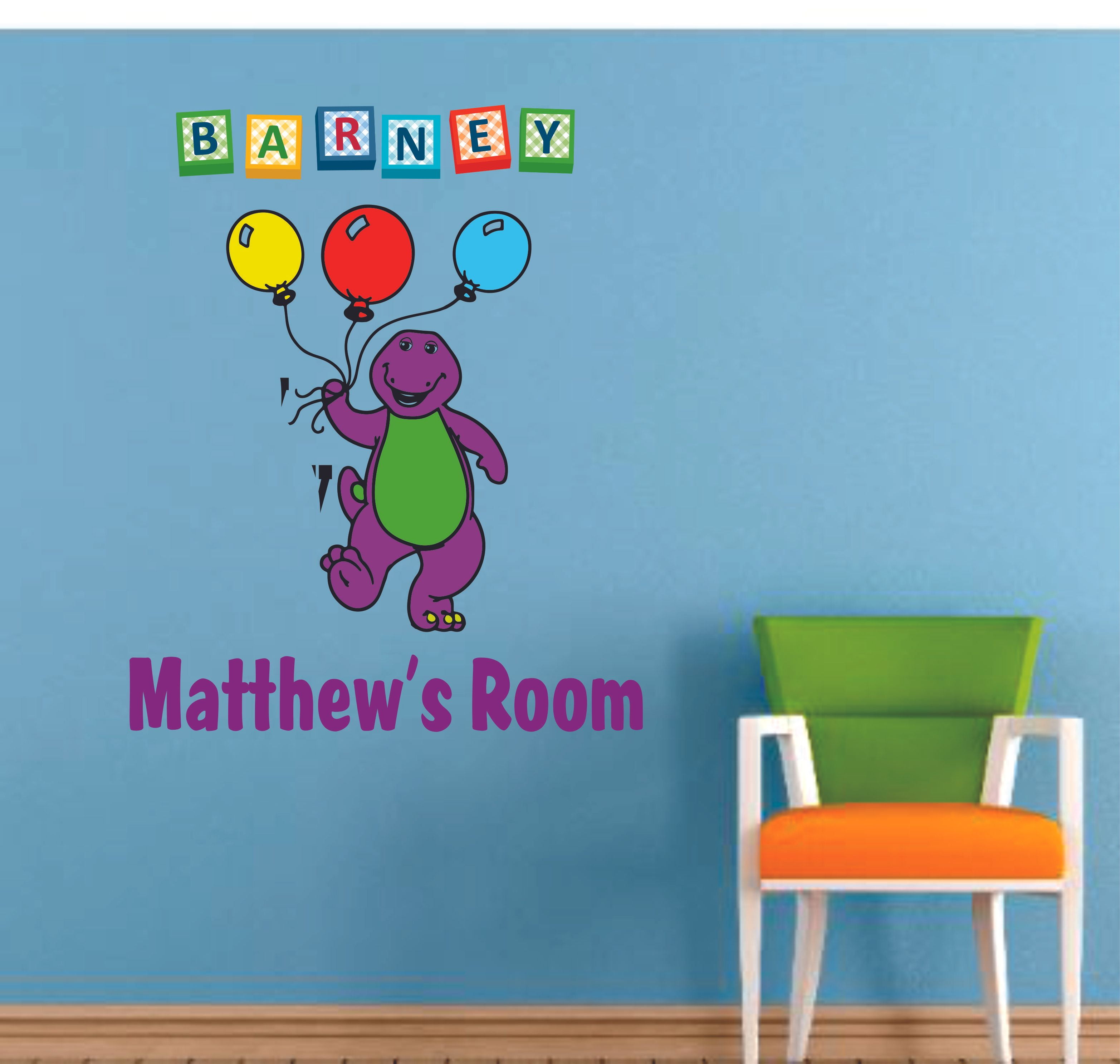 Happy Cute Barney Balloons Cartoon Decors Wall Sticker Art Design Decal ...