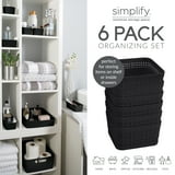 Simplify 6 Pack Plastic Organizing Storage Basket Set, Black - Walmart.com
