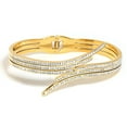 Women Fashion Jewelry Luxurious Golden Silver Crystal Stainless Steel Openable Cuff Bangle ...
