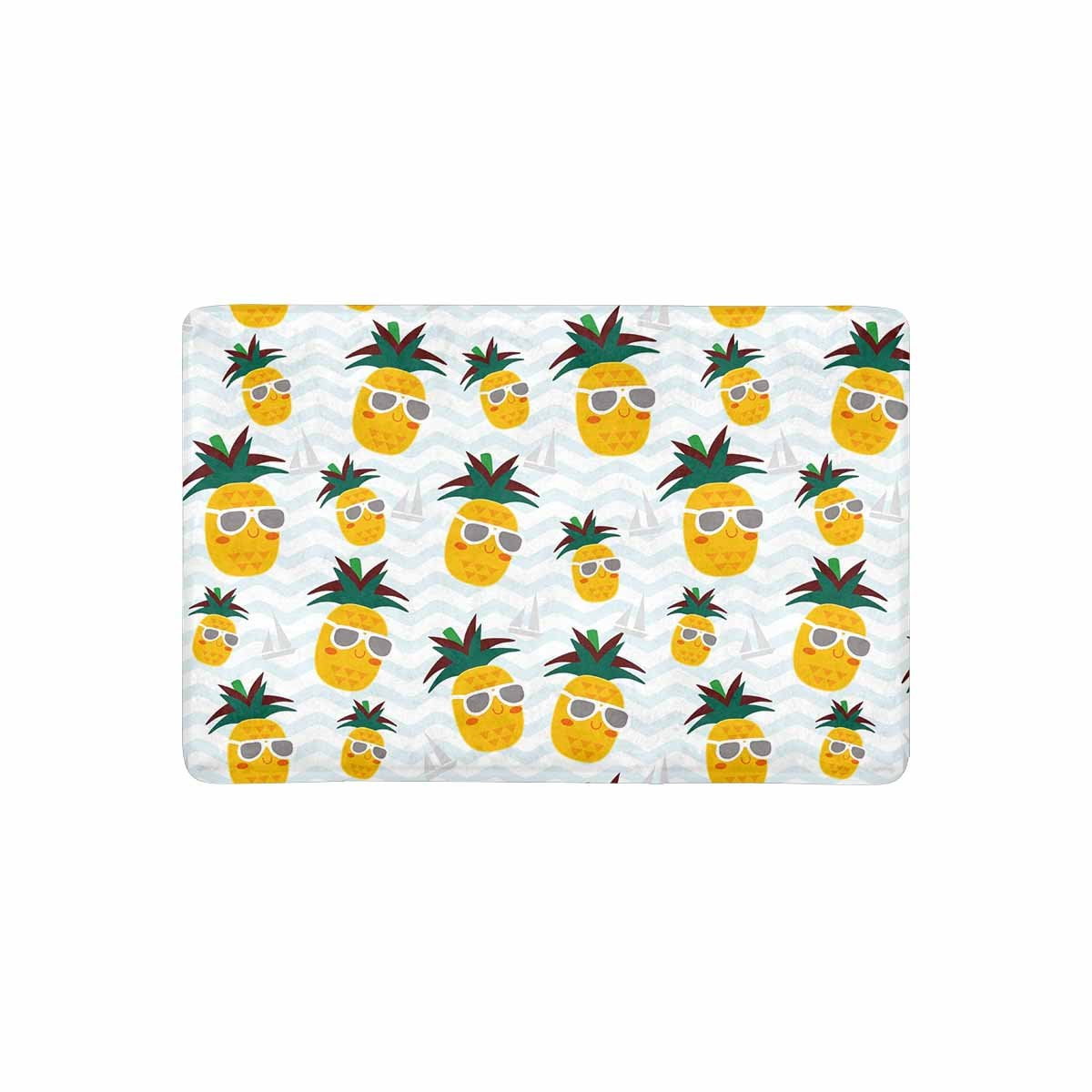 Mkhert Cute Adorable Pineapple And Boat In Blue Stripes Ocean Waves