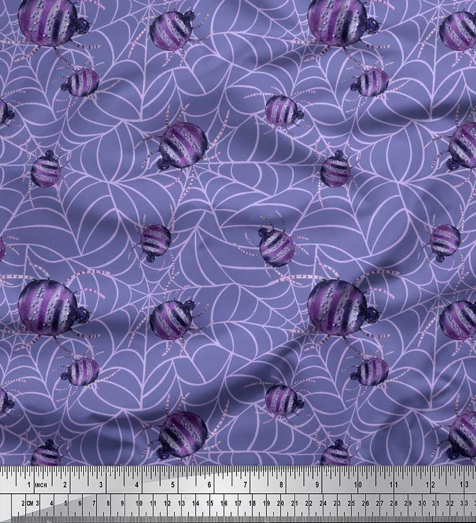 Soimoi Satin Silk Fabric Web & Spider Insects Print Fabric by Yard 42 ...