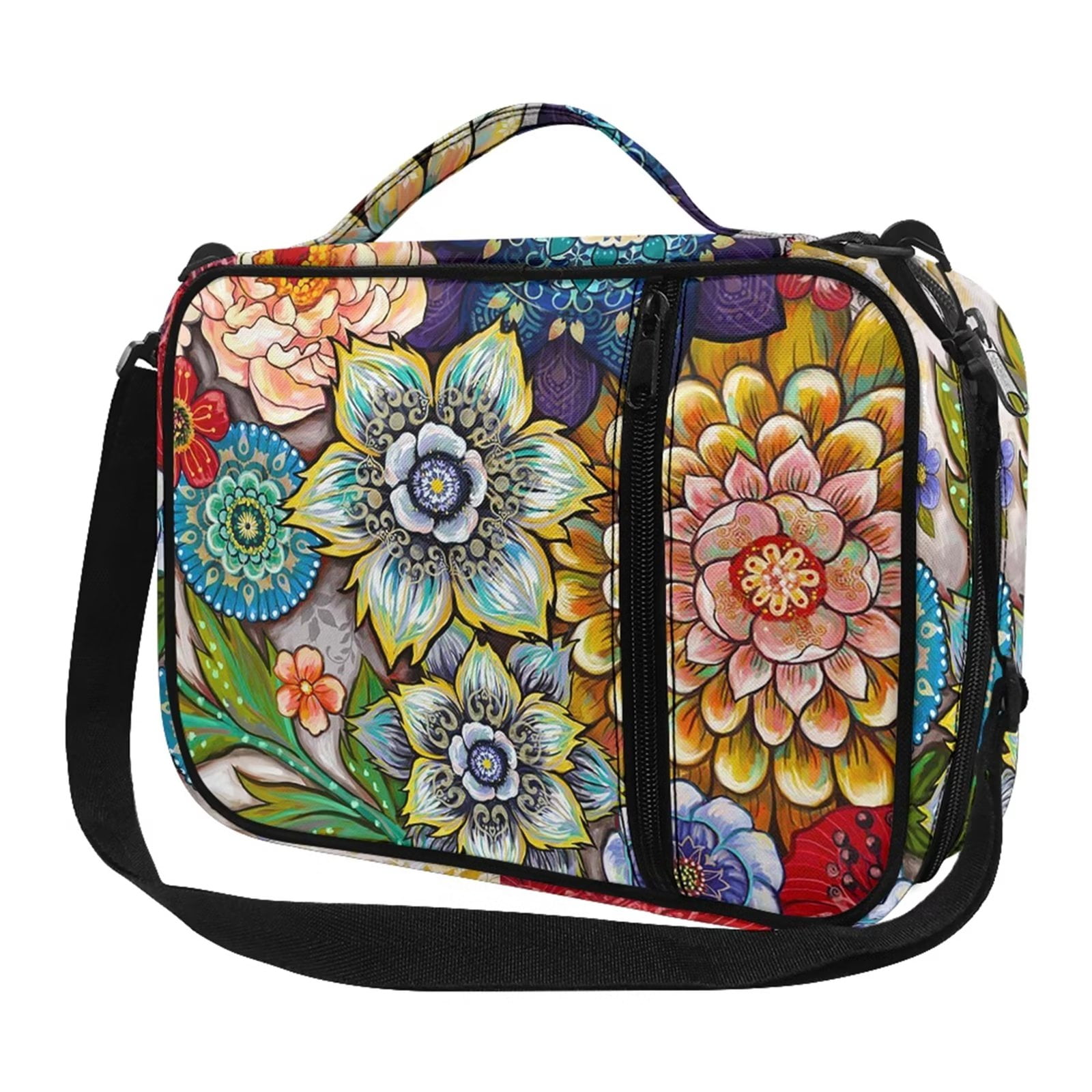 Renewold Bible Case with Shoulder Strap Hippy Boho Flower Pray Church Bag Datura Large Zipper ...
