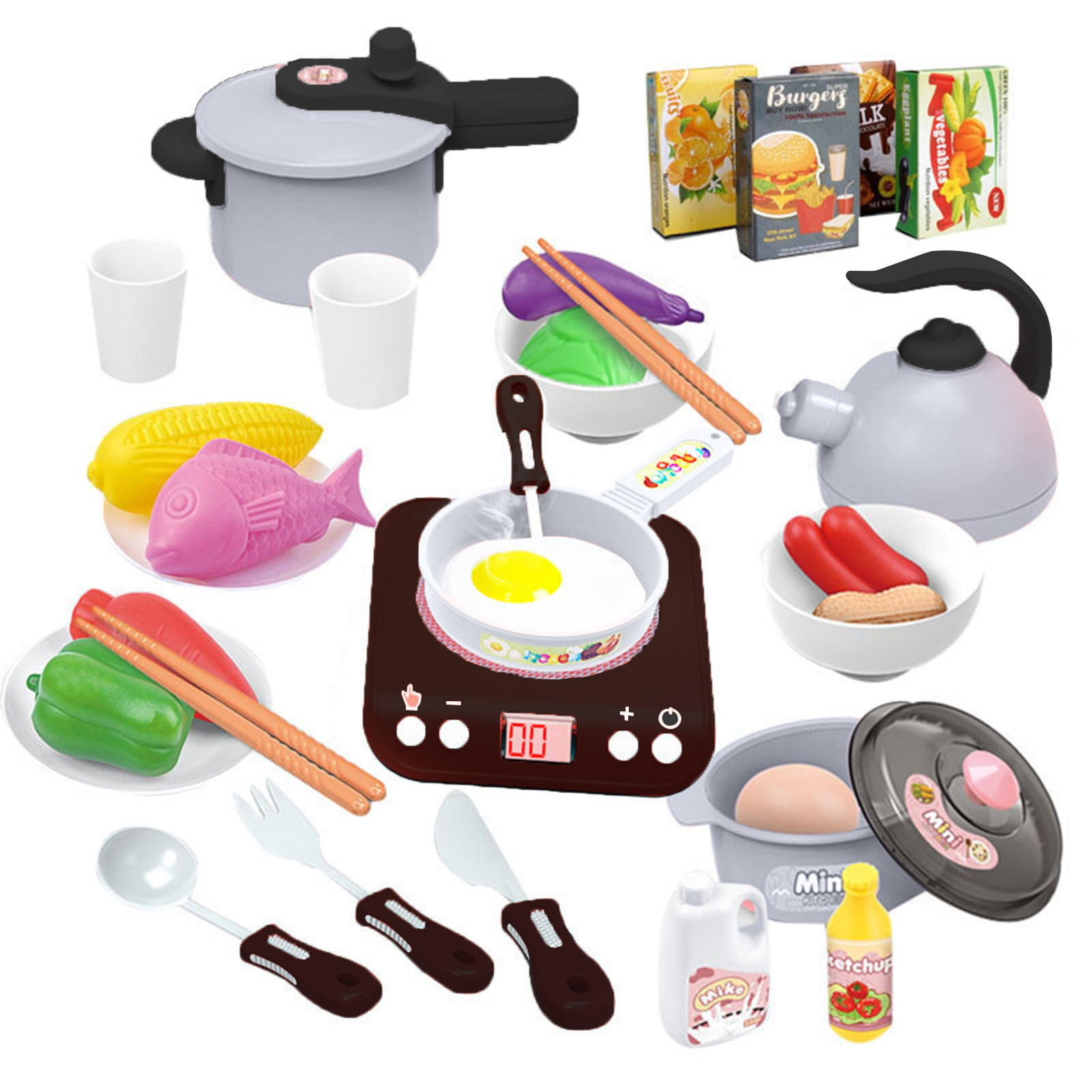 HEVIRGO 1 Set Kids Mini Kitchen Pretend Play Toy Set with Induction ...