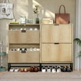 Oubayajia Modern Shoe Storage Cabinet, Wood Shoe Rack Organizer with 2 ...