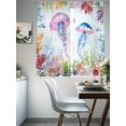 Jellyfish Coastal Semi Sheer Curtains 72 Inch Length 2 Panels Set, Blue ...