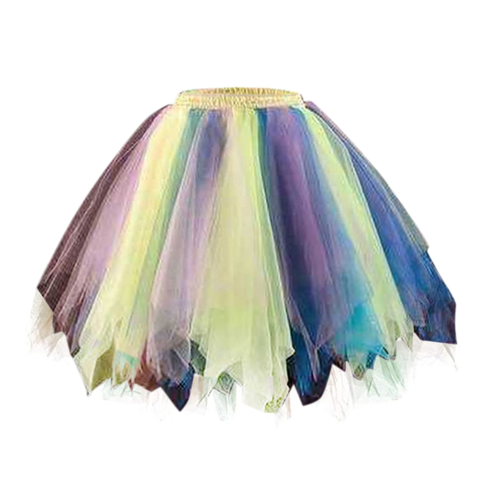 Women Floral Tutu Tulle Skirt Candy Color Multicolor Skirt Support Half ...