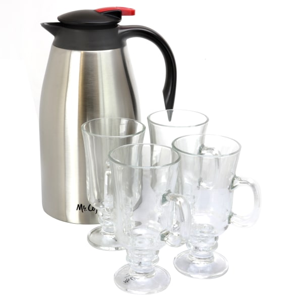 Mr. Coffee Galion 64 Oz Insulated Coffee Pot Set, Black/Silver ...