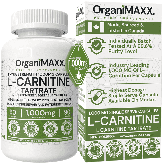 L Carnitine DOUBLE STRENGTH 1,000mg One A Day Capsules OrganiMAXX L ...