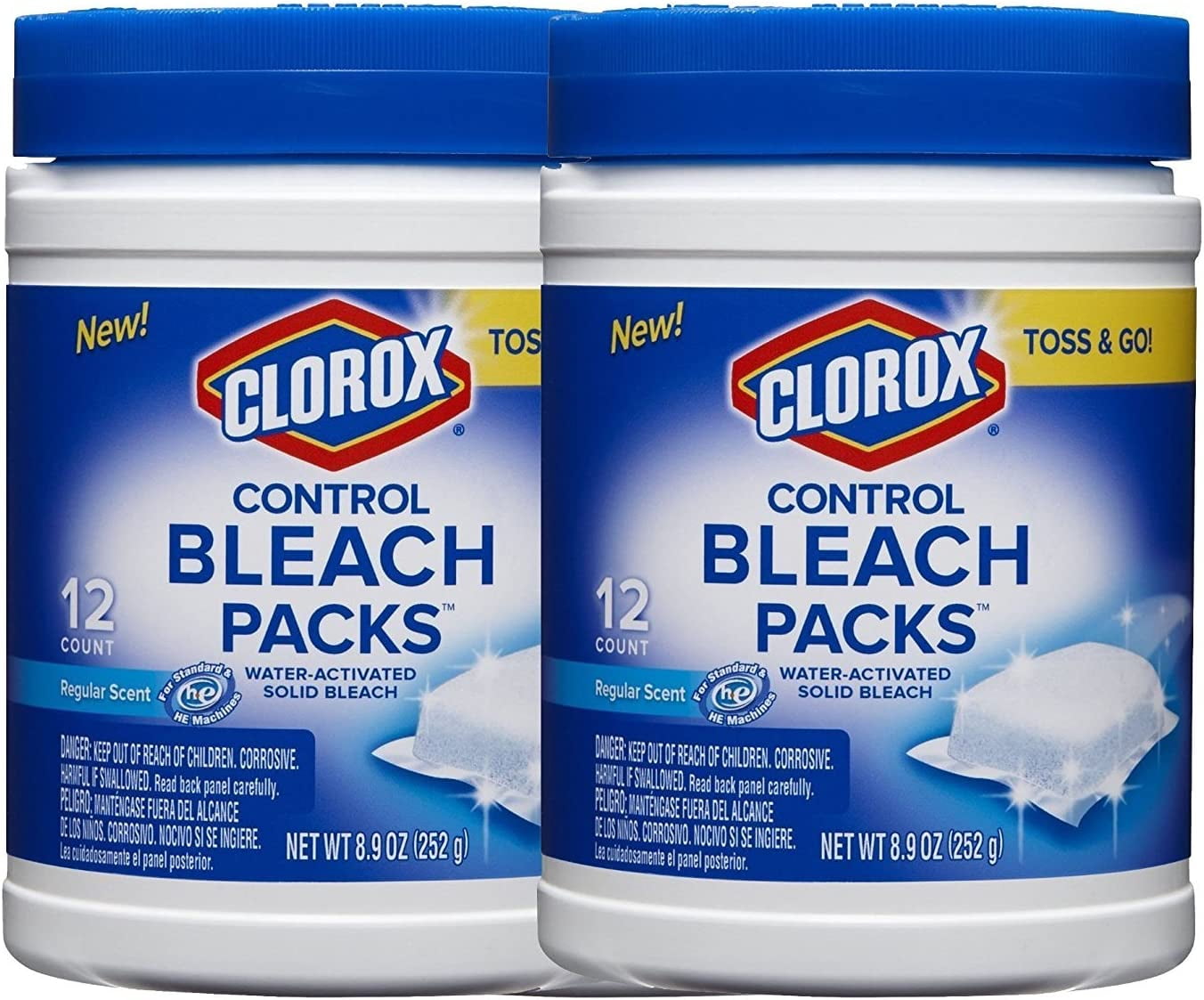 Clorox Control Regular Bleach Packs, Water Activated Solid Bleach, Toss ...