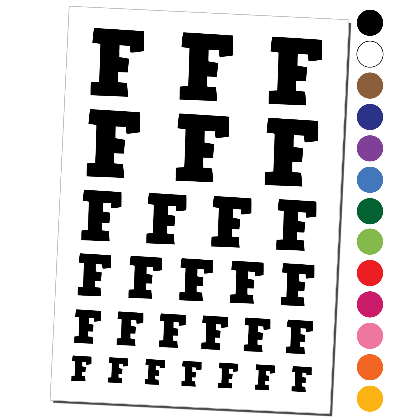 Letter F Uppercase Fun Bold Font Water Resistant Temporary Tattoo Set ...