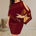 Women Plus Size Cold Short Cocktail Dress Shoulder Overlay Asymmetric