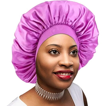 FanShow Satin Lined Sleep Cap Silk Feel Sleeping Bonnet Hair Wrap for ...
