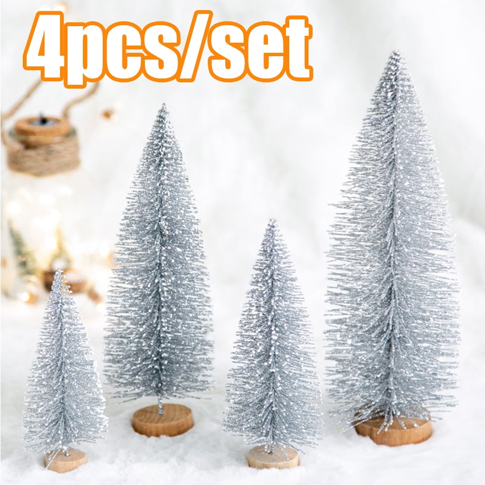 Travelwant 4Packs Mini Miniature Christmas Pine Tree Bottle Brush Trees ...
