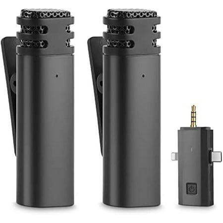 Dual Wireless Mini Lavalier Lavalier Microphone for iPhone, Android - Cordless Dual Microphone ...