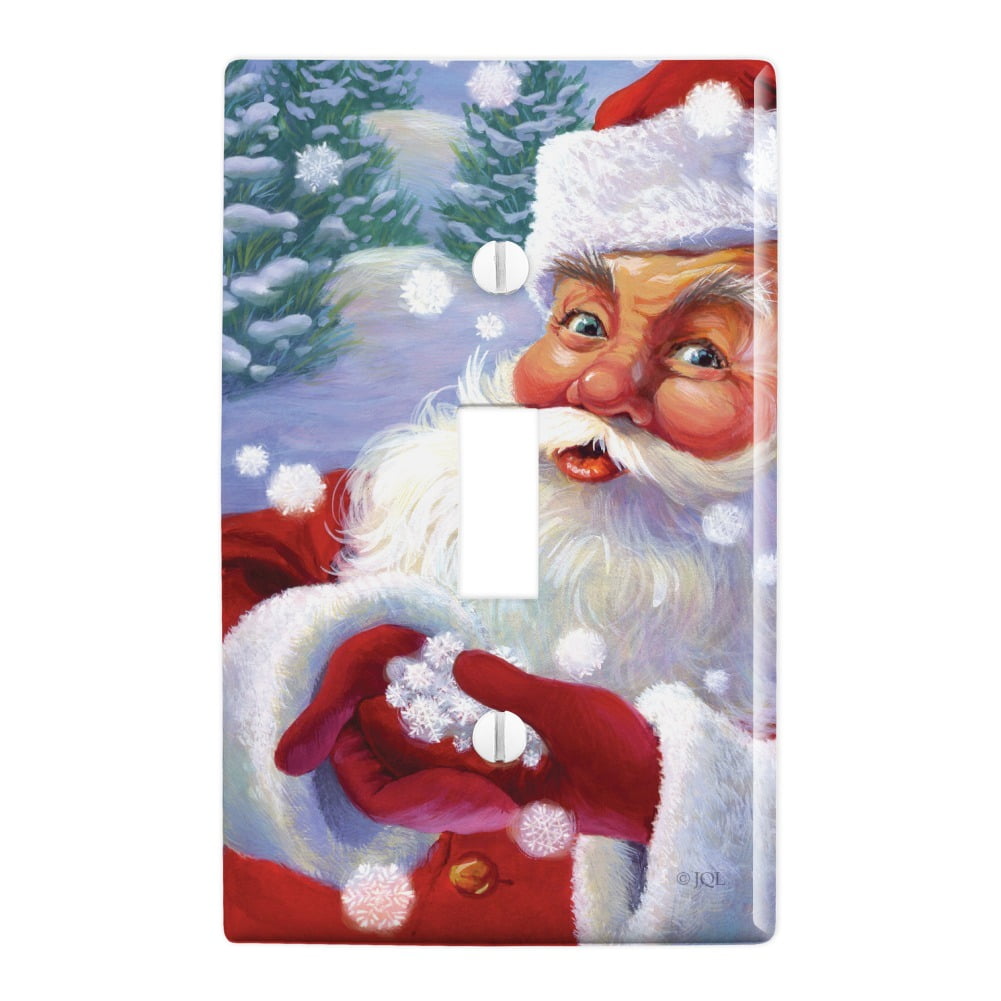 Christmas Holiday Santa Catching Snowflakes Plastic Wall Decor Toggle ...