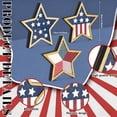 3Pcs Patriotic Wooden Star Ornaments Set, Red White Blue Flag Design ...