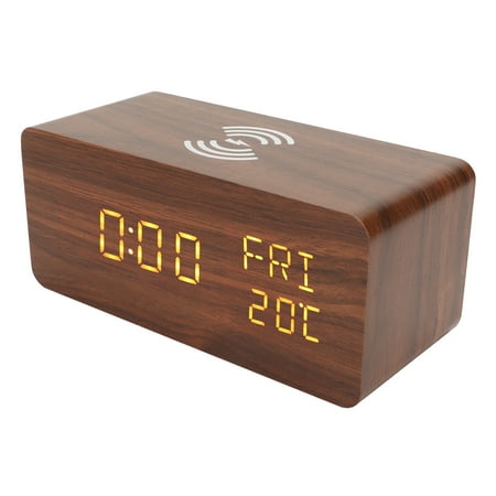 Wood LED Clock,Wooden Digital Alarm Clock Digital Charging LED Clock ...