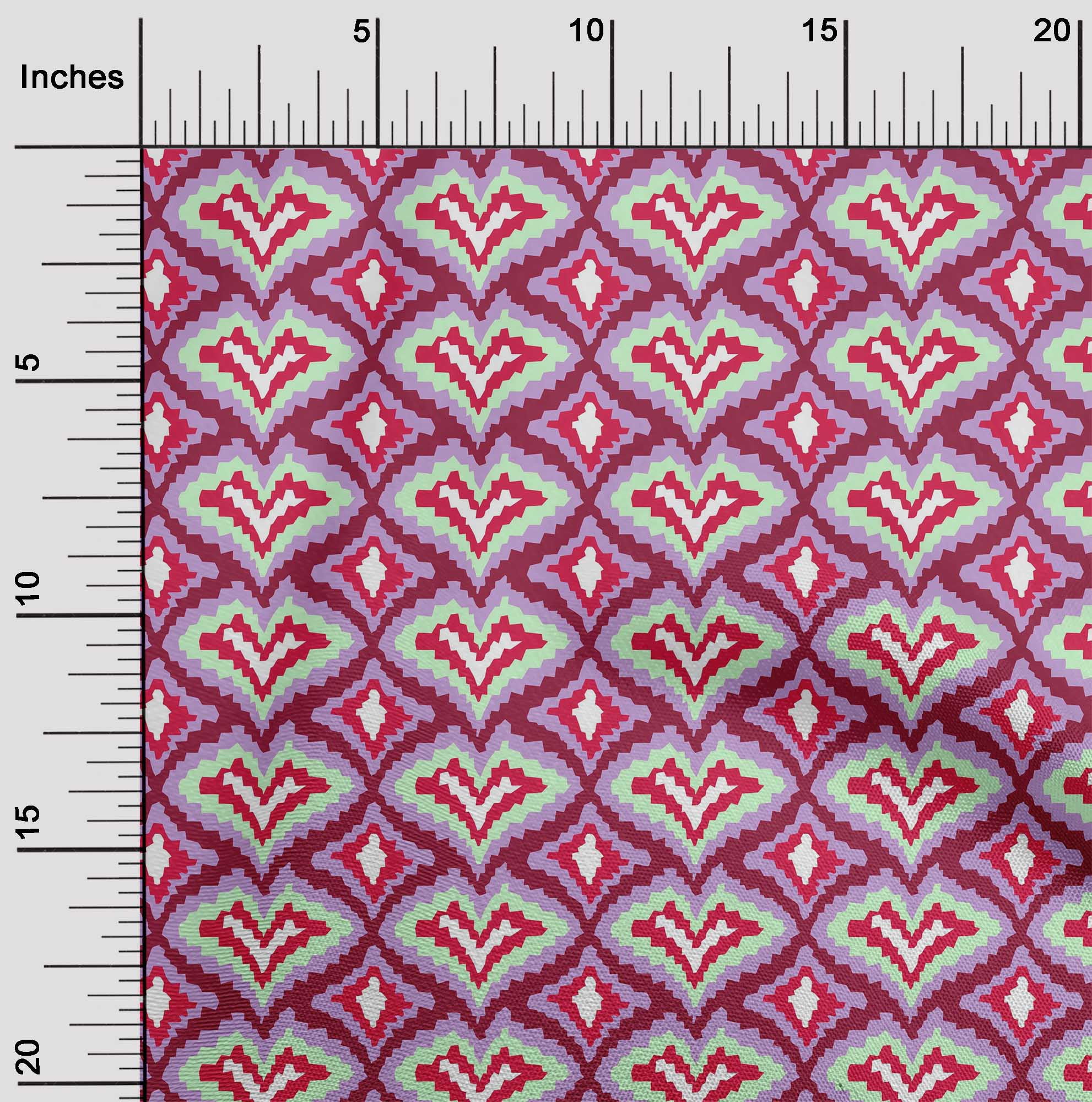 oneOone Silk Tabby Fabric Ogee Flame Stitch_Printed Fabric 1 Yard 42 ...