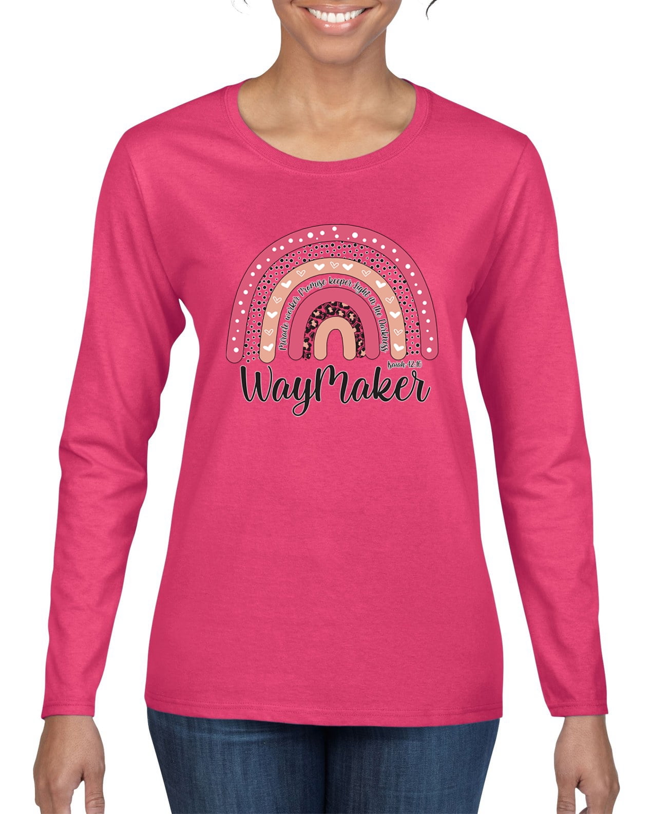 Waymaker Rainbow Inspirational/Christian Womens Graphic Long Sleeve T ...