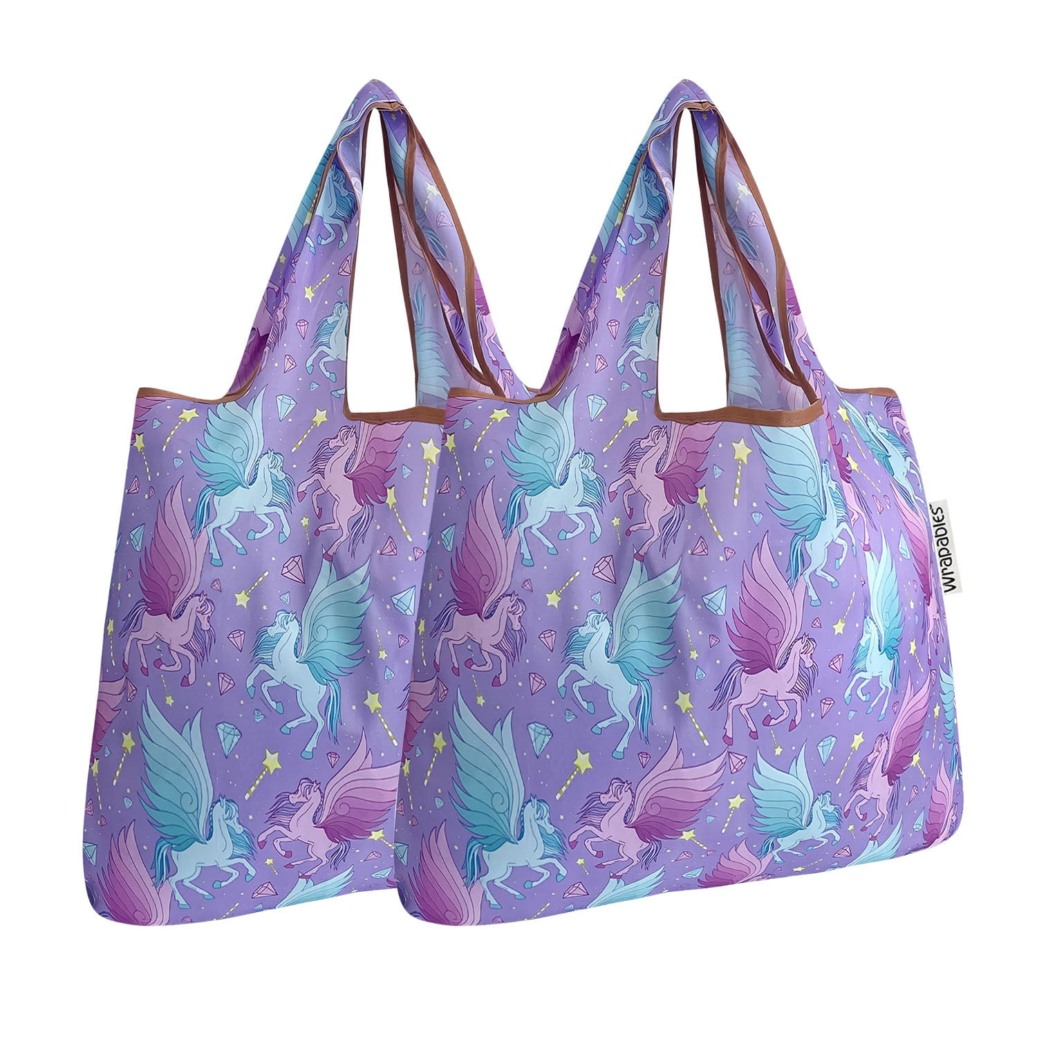Wrapables Foldable Tote Nylon Reusable Grocery Bag (Set of 2), Pegasus ...