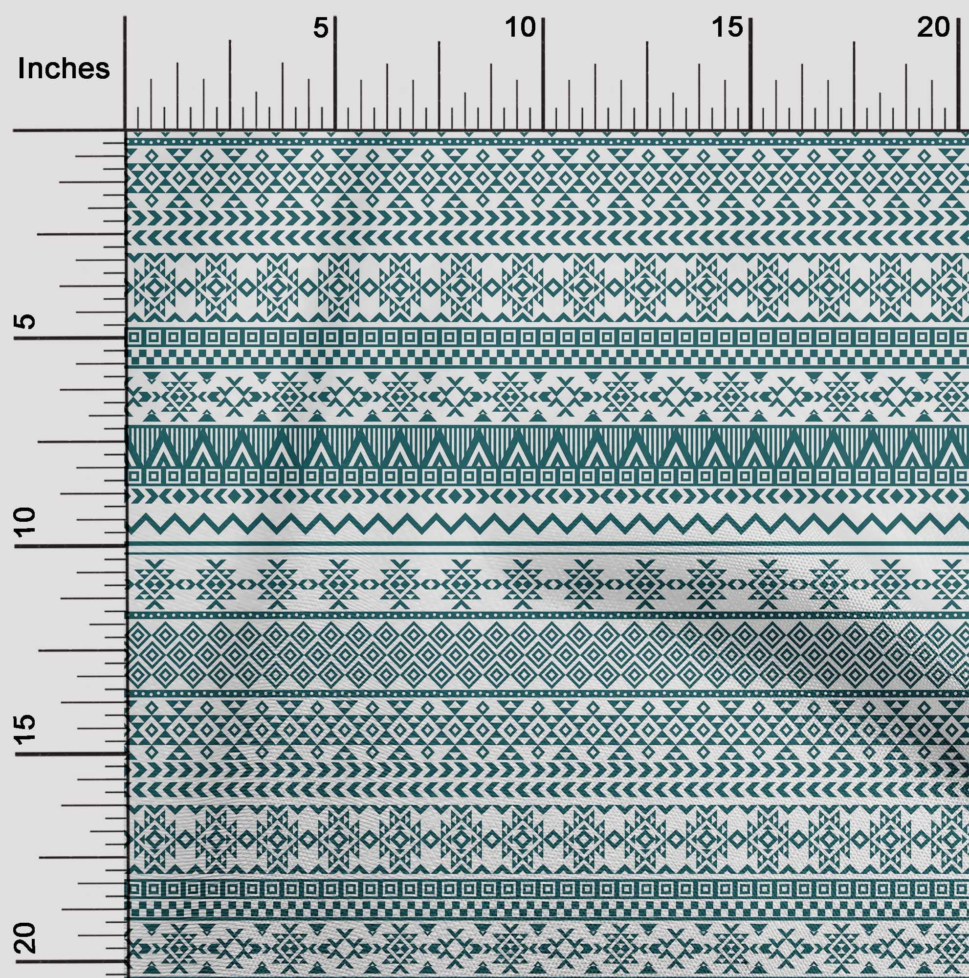 oneOone Cotton Poplin Dark Teal Green Fabric Aztec Tribal Sewing ...