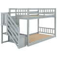 Euroco Wood Twin over Twin Floor Bunk Bed with Staircase for Kids Room ...