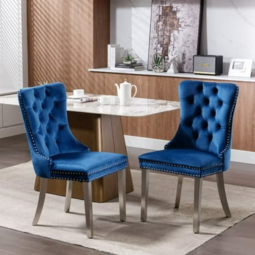 LUE BONA Set of 4 ALX Faux Leather Dining Chairs, Modern Metal Frame ...