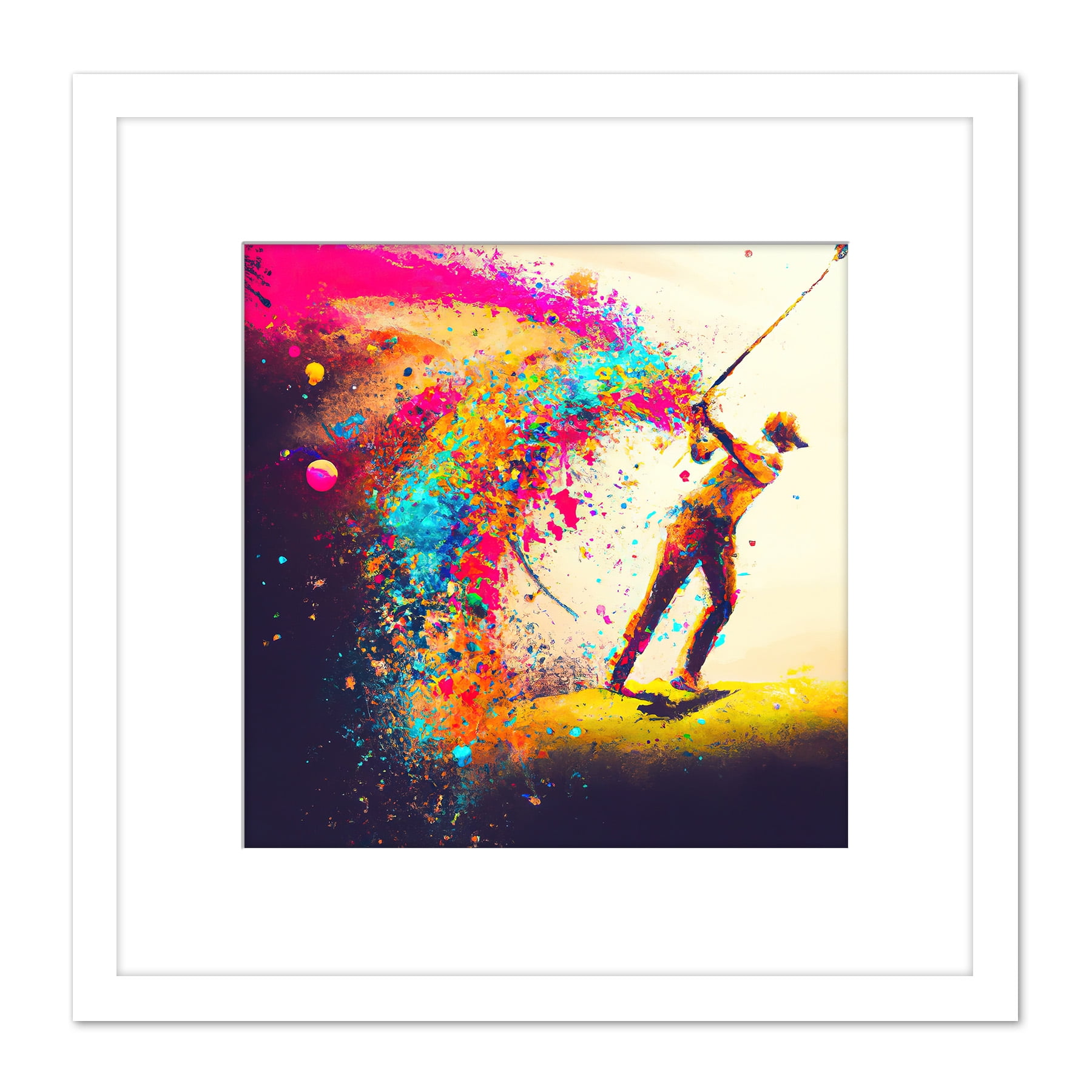 Abstract Golfing Golf Course Green Golfer Swing Sport Multicoloured Oil ...