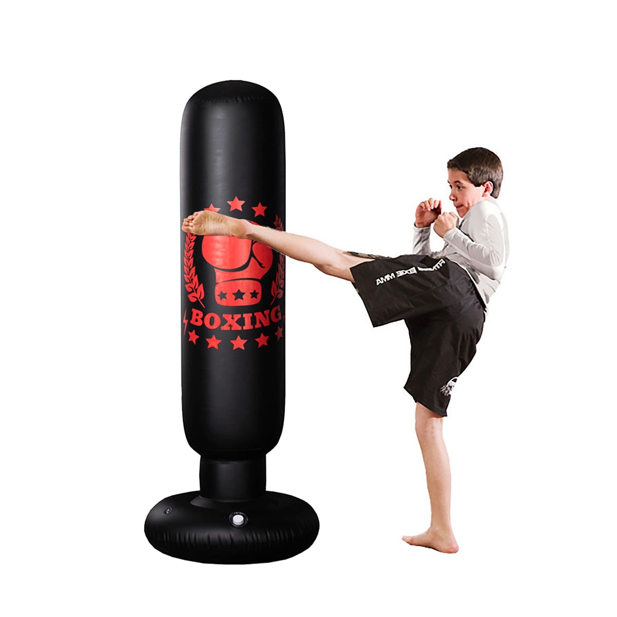 160cm Punch Bag Inflatable Boxing Column Tumbler Sandbags Kick Martial ...