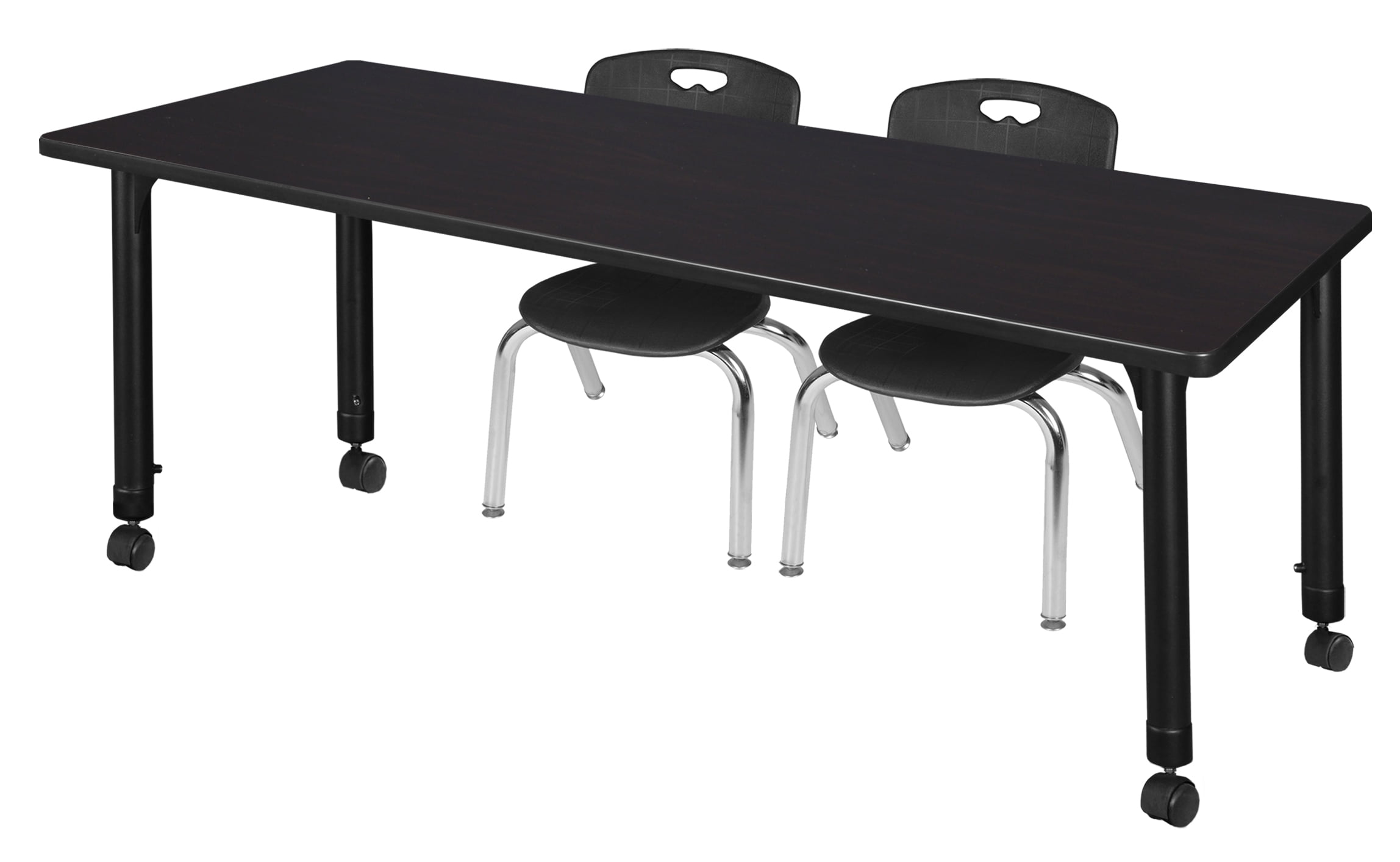 Kee 66" x 24" Height Adjustable Mobile Classroom Table - Mocha Walnut ...