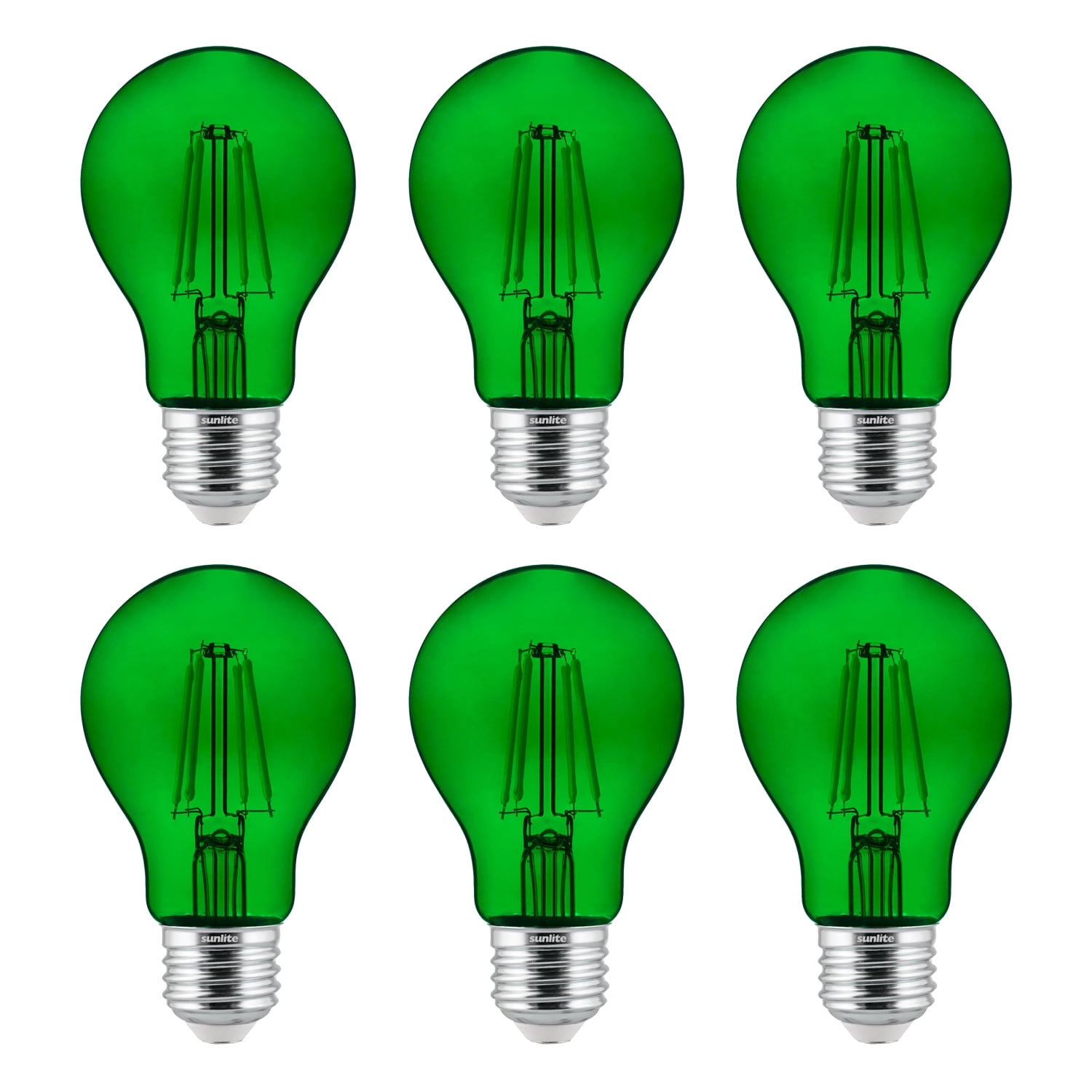 6-Pack Sunlite LED Transparent Green A19 Filament Bulbs, 4.5 Watts ...