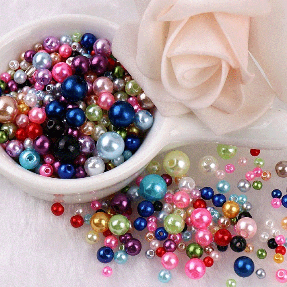 Colorful Round Beads Imitation Faux Pearls 3-8MM Mixed Color for Craft ...