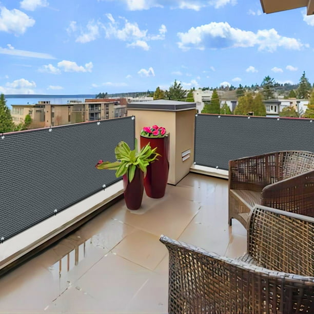 SUNNY GUARD 3'x16'5'' Dark Gray Balcony Privacy Screen Fence ，UV-Proof ...
